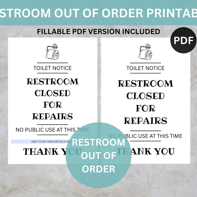 Bathroom Out of Order Signs - Etsy