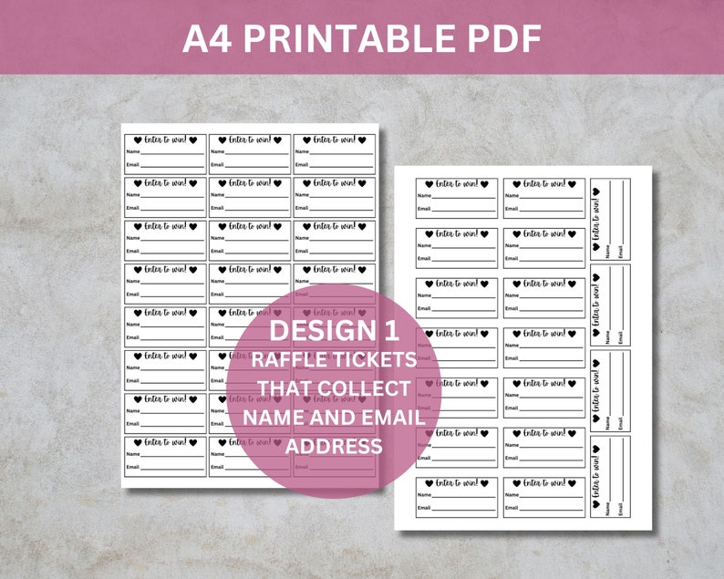 Valentine’s Day Raffle Ticket Printable - A4 PDF Sheet - Instant ...