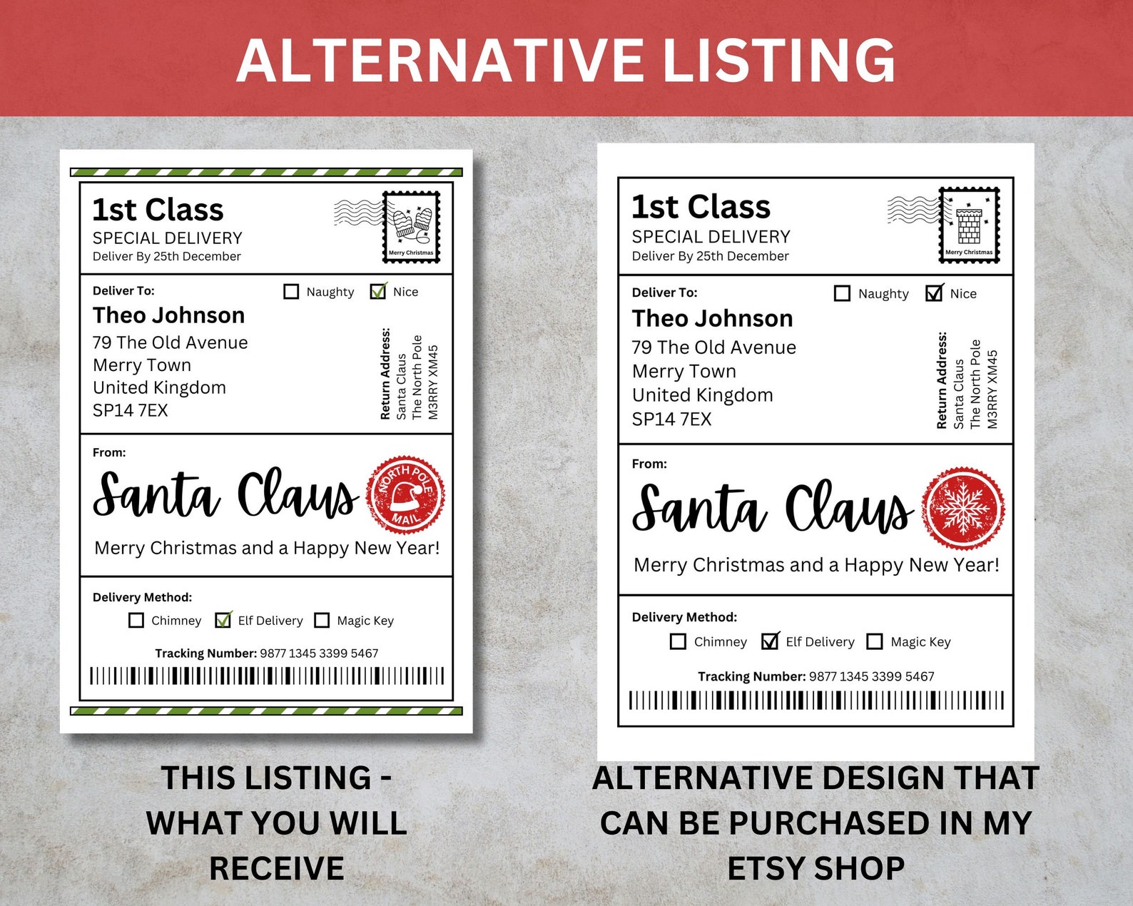 Printable Santa Shipping Label, North Pole Delivery Label, North Pole ...