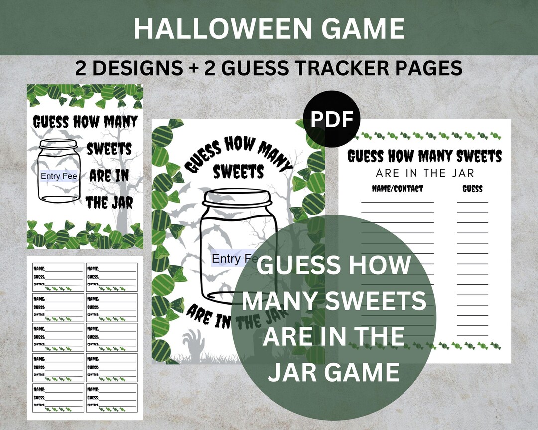 Guess How Many Sign, Halloween Guess How Many Sweets in the Jar, Guess ...