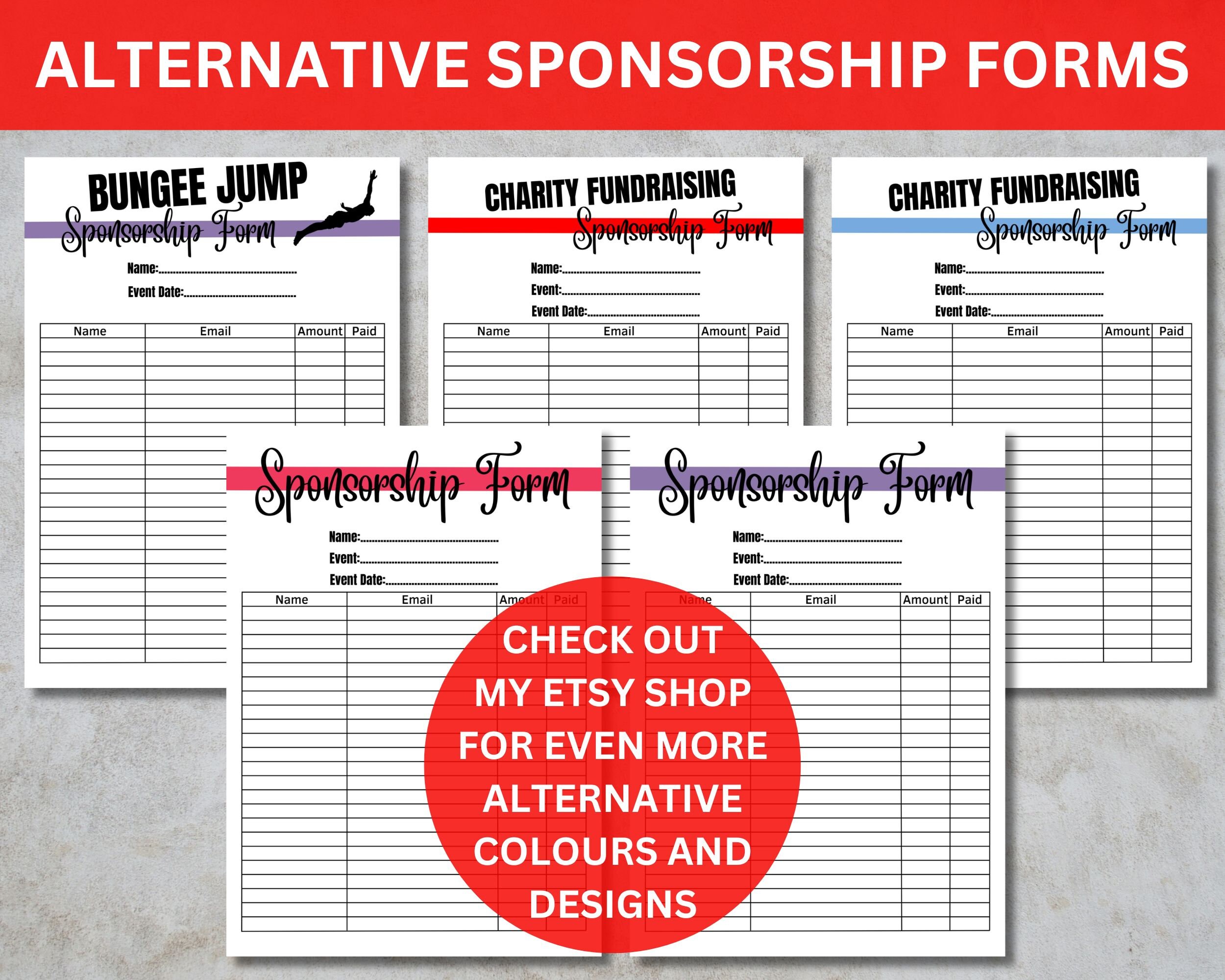 Charity Walk Printable Sponsorship Form, Sponsorship Form, Fundraising ...