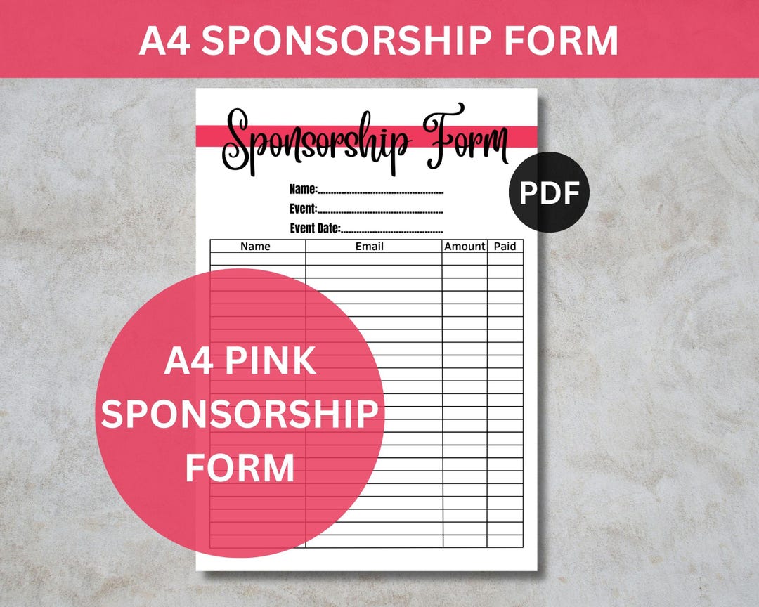 Printable Sponsorship Form for Charity Events Sponsor Sheet ...