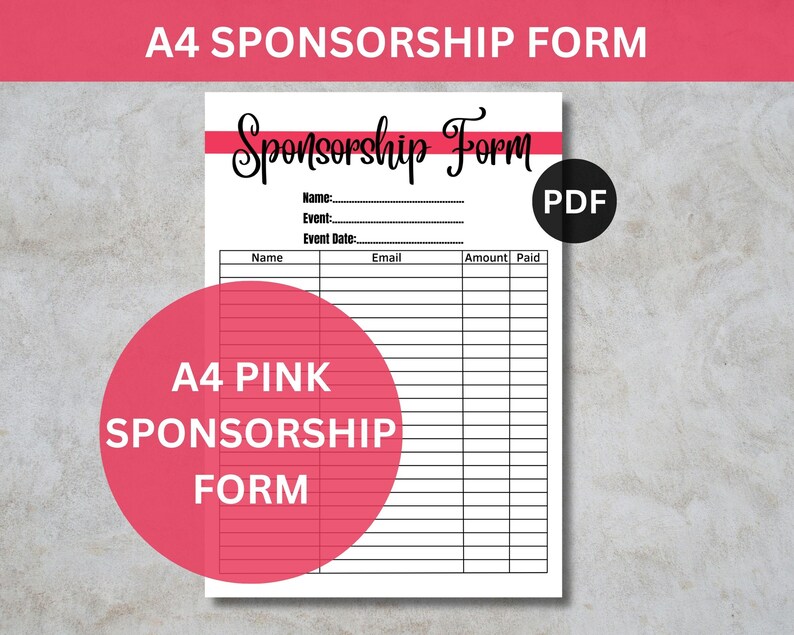 Printable Sponsorship Form for Charity Events Sponsor Sheet ...