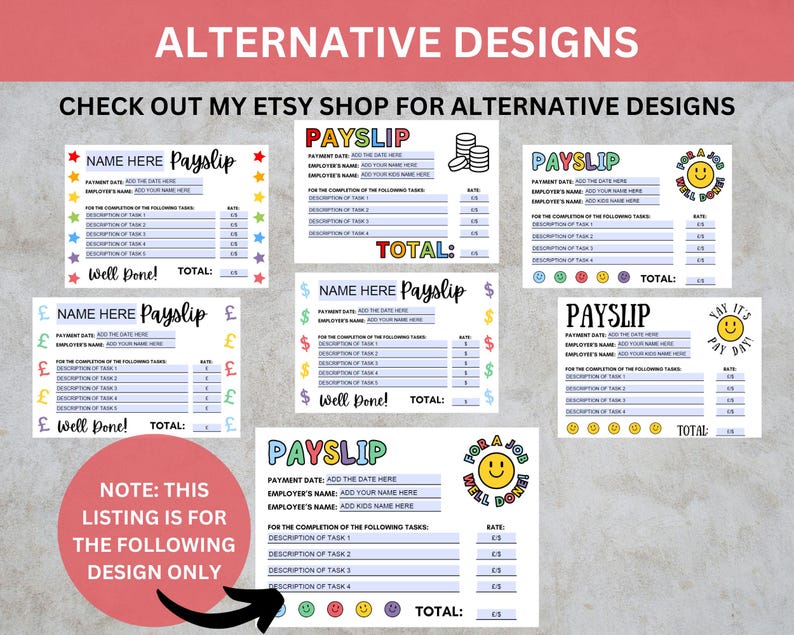 Editable Payslip for Kids, Printable Kids Paycheck, Kids Reward System ...