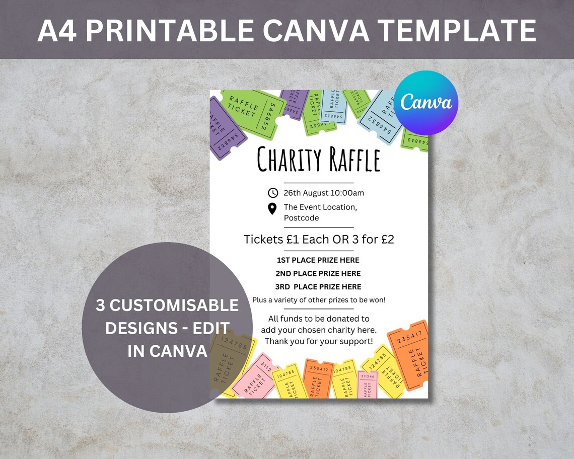 Charity Raffle Flyer, Event Raffle Flyer, Charity Raffle Poster, Event ...