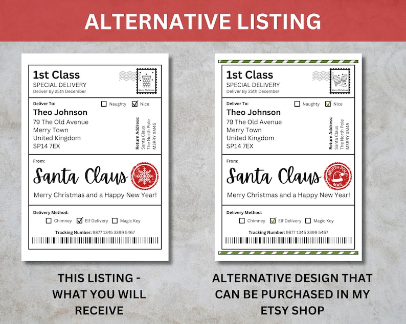 Printable Santa Shipping Label, North Pole Delivery Label, North Pole ...