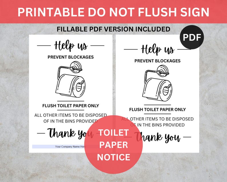 Printable Do Not Flush Sign, Please Don't Flush PDF - A4 Downloadable ...