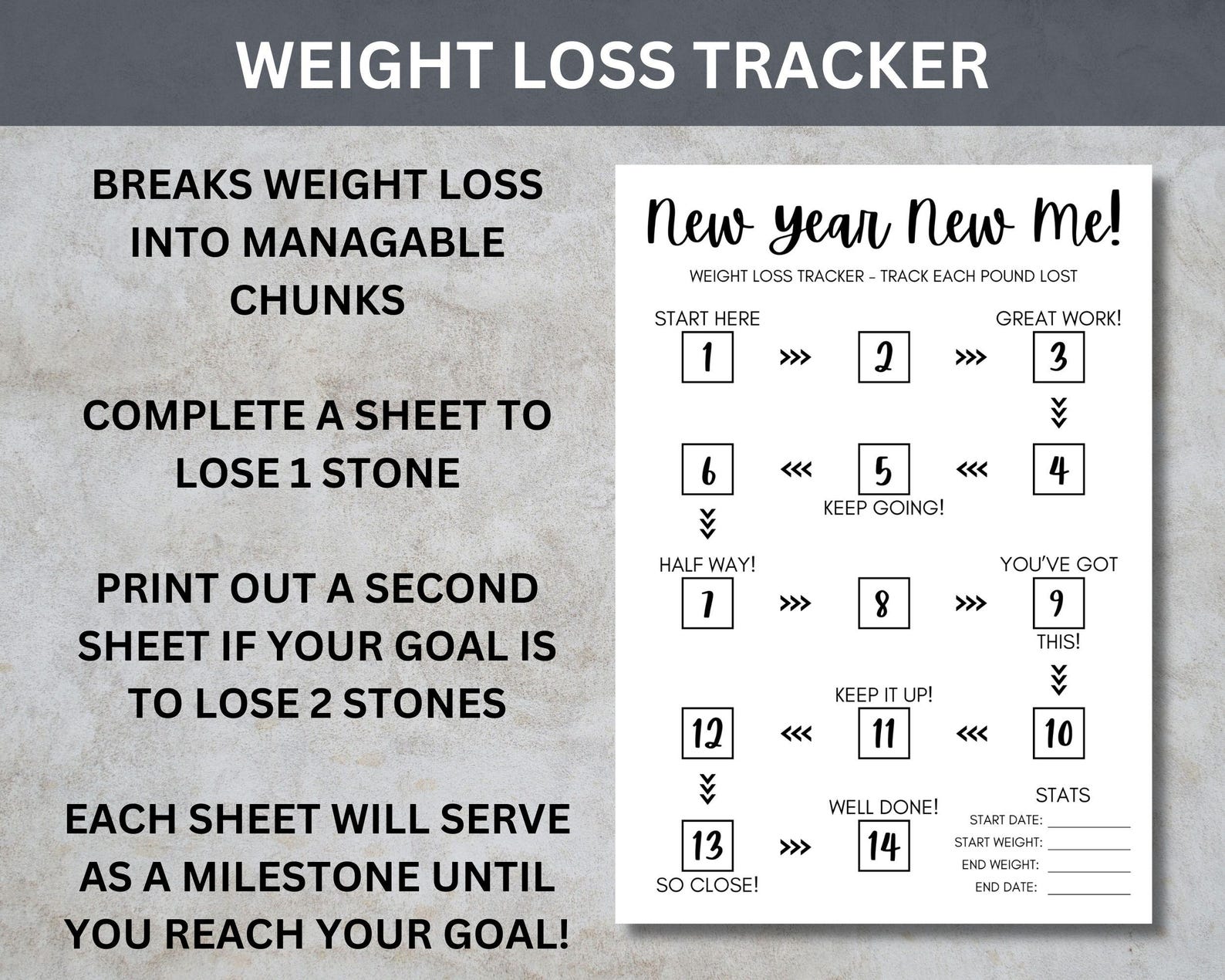 Weight Loss Tracker, Weight Loss Printable, Weight Loss Chart, Weight ...