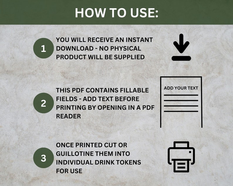 Editable 50th Birthday Drink Tokens, Printable Birthday Drink Tokens ...