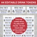 Editable Wedding Drink Tokens, Customisable Wedding Drink Token ...