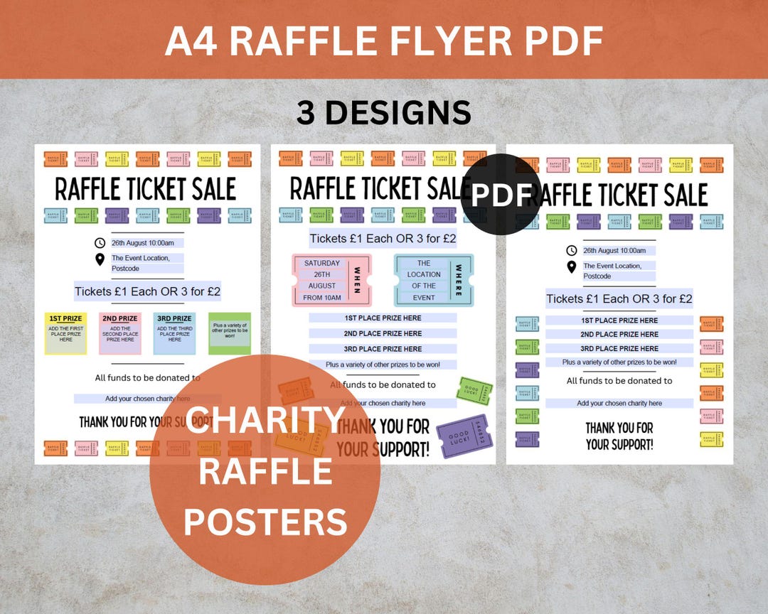 Raffle Ticket Sale Flyer, Event Raffle Flyer, Charity Raffle Poster ...