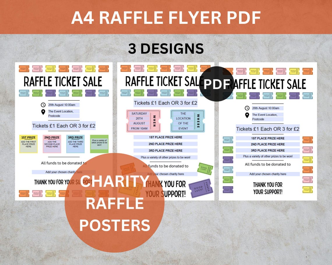 Raffle Ticket Sale Flyer, Event Raffle Flyer, Charity Raffle Poster ...