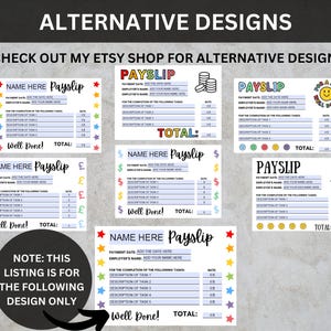 Editable Payslip for Kids, Printable Kids Paycheck, Chore Chart for Kid ...