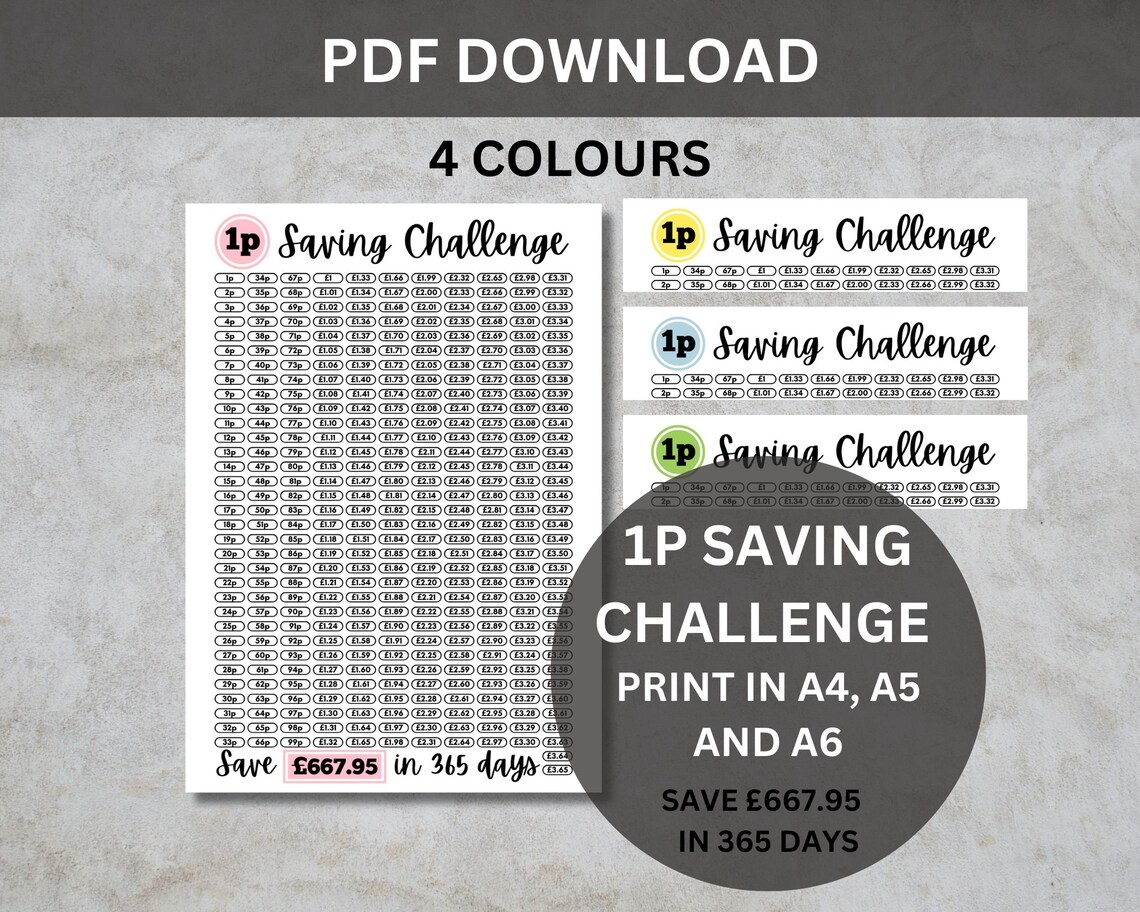 1p Saving Challenge, Penny Saving Chart, UK Saving Challenge, Money ...