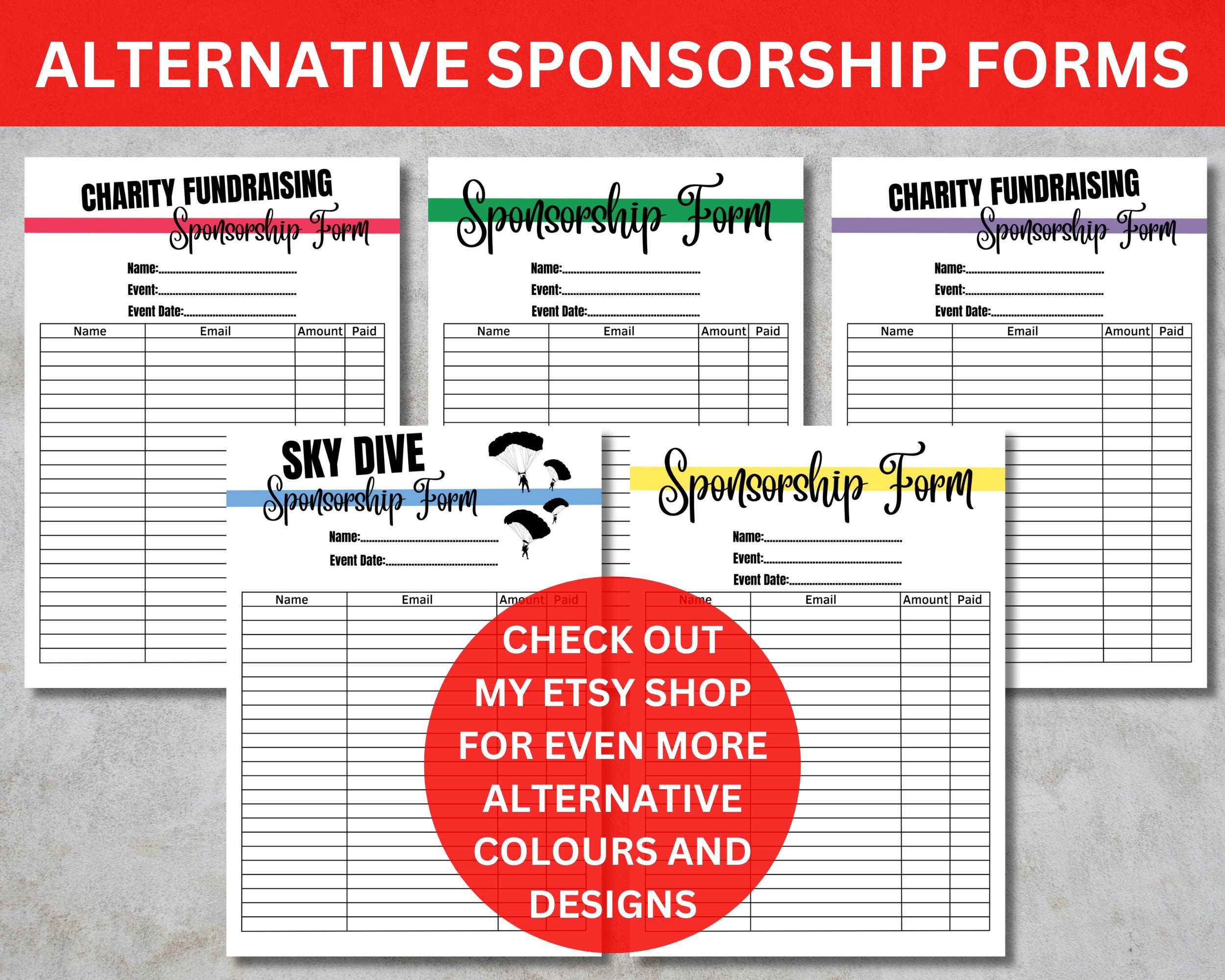 Sponsorship Form, Printable Charity Sponsorship Form, Fundraising ...