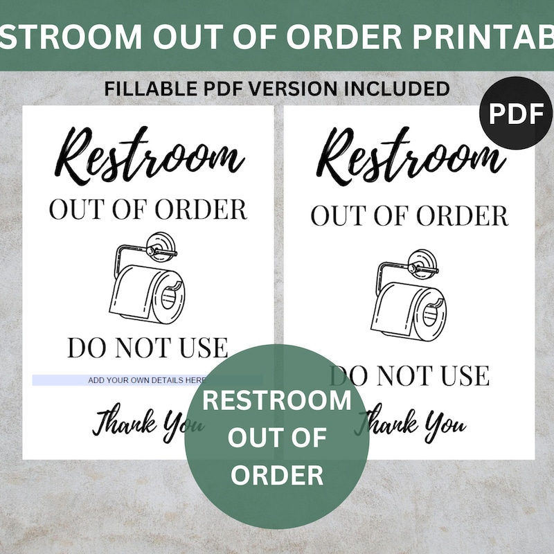 Toilet Out of Order Sign - Etsy UK