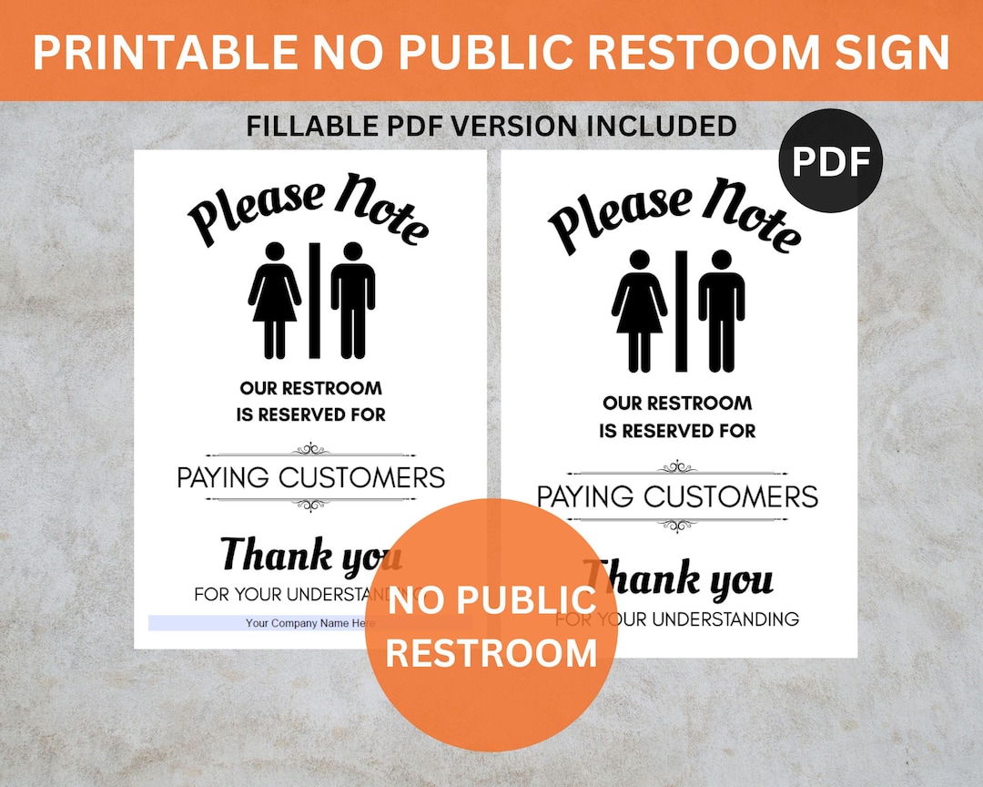 Printable Toilet for Customers Only Sign, No Public Restroom - A4 PDF ...