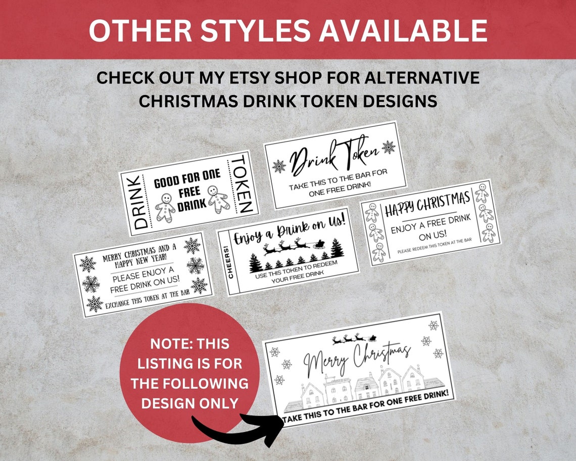 Printable Christmas Drink Tokens, Holiday Voucher (PDF) - Etsy