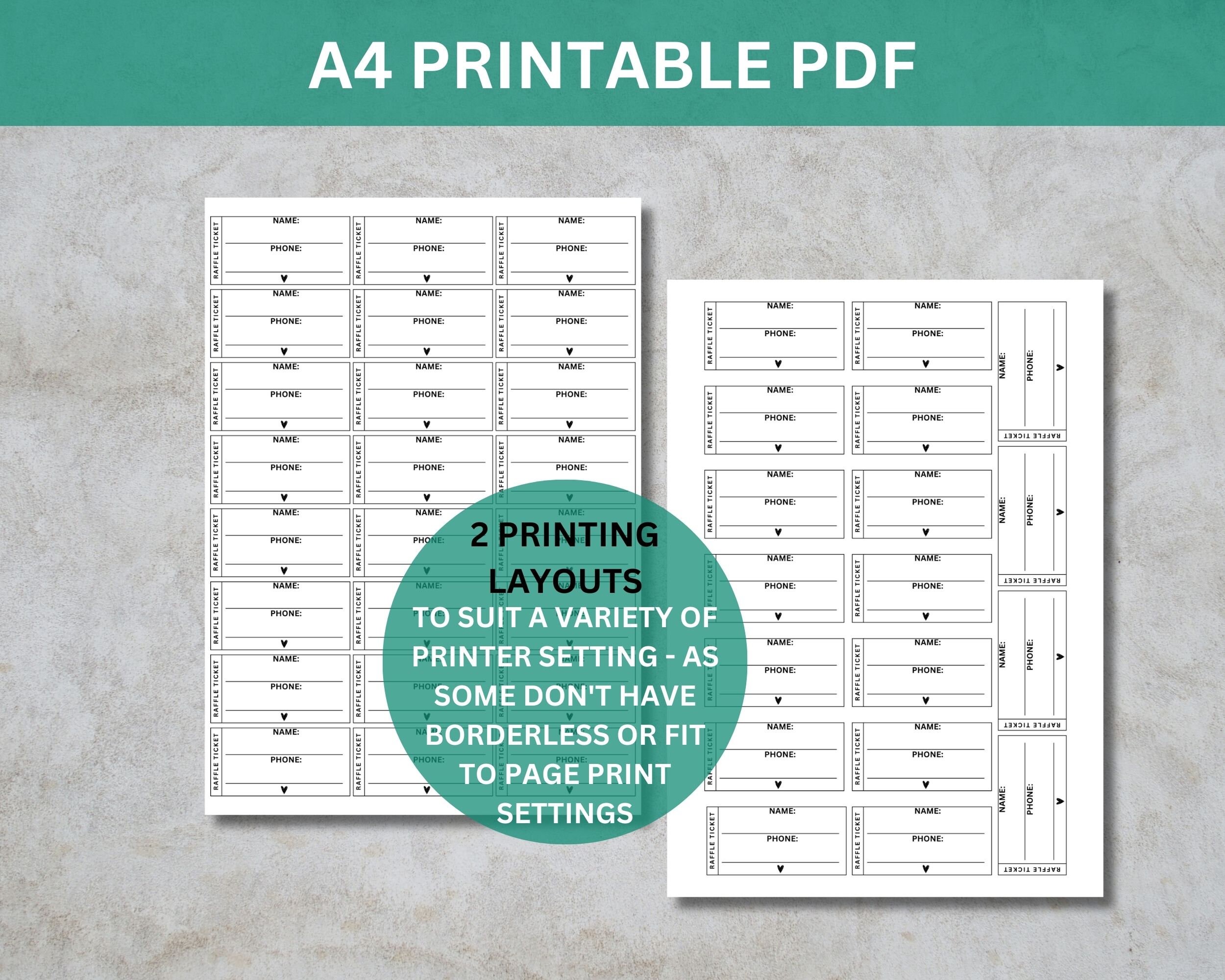 Raffle Ticket Sheet, Charity Fundraising Printable Raffle Tickets ...