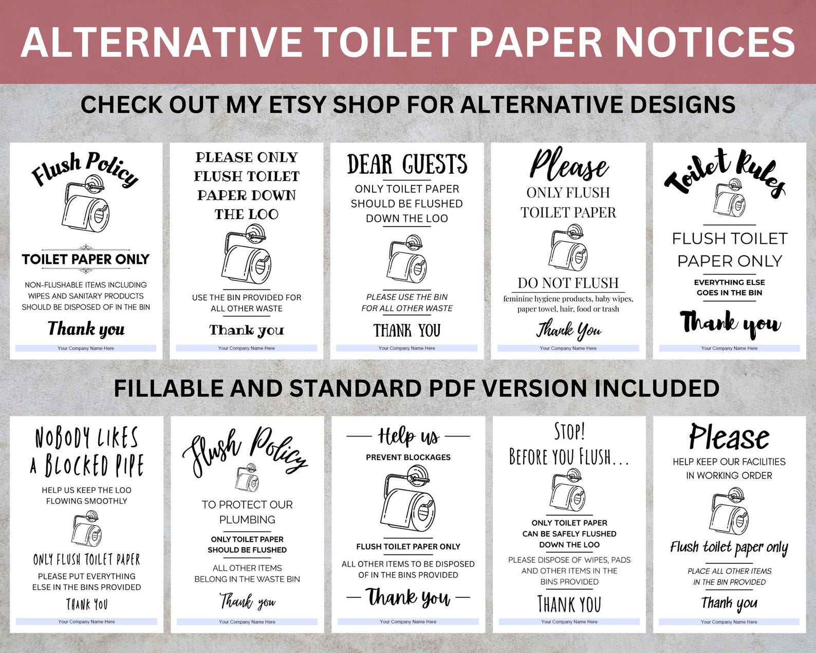 Do Not Flush Sign for Bathroom, A4 Printable Toilet Notice - PDF ...