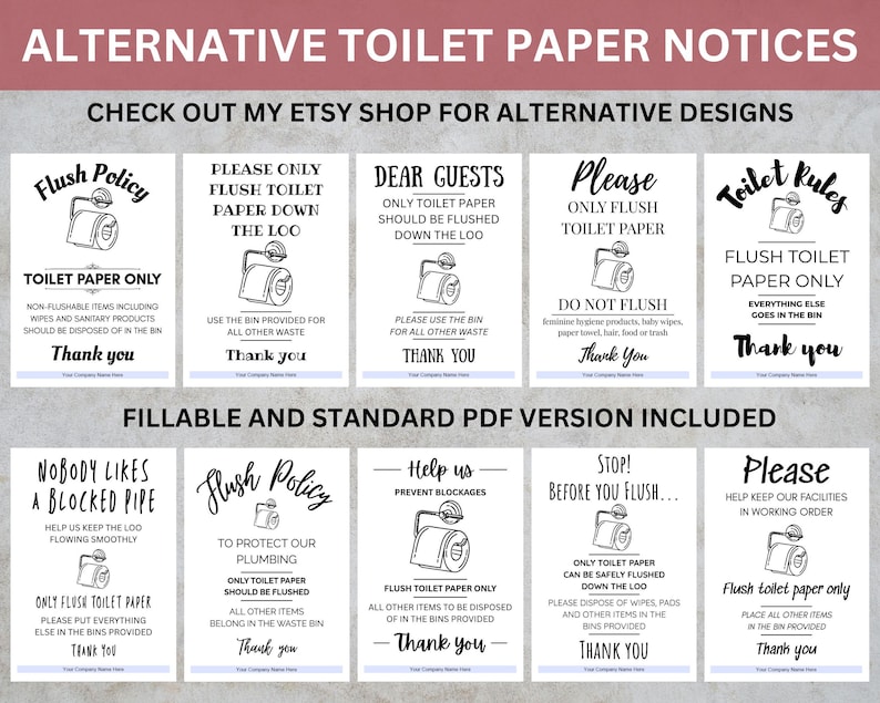 Do Not Flush Sign for Bathroom, A4 Printable Toilet Notice - PDF ...