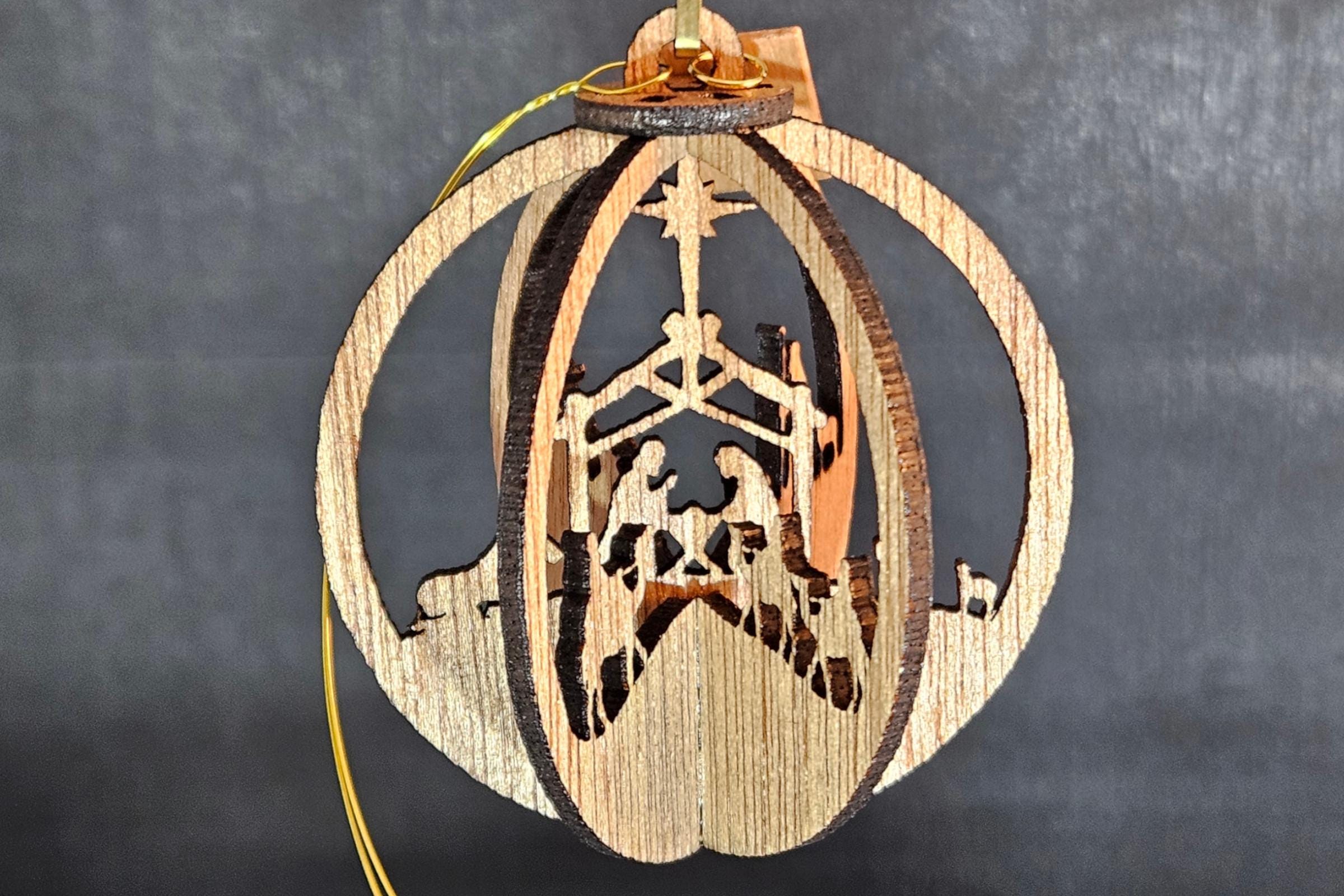 Laser-cut Christmas Ball Ornaments: Nativity, Santa, and Wildlife - Etsy