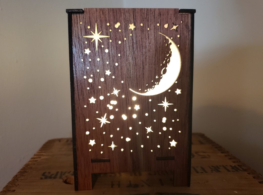 Laser Cut Lamp/night Light- Moon & Stars Design - Etsy