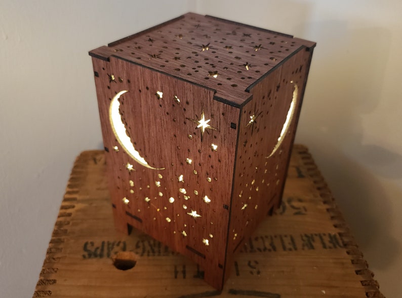 Laser Cut Lamp/night Light Moon & Stars Design - Etsy