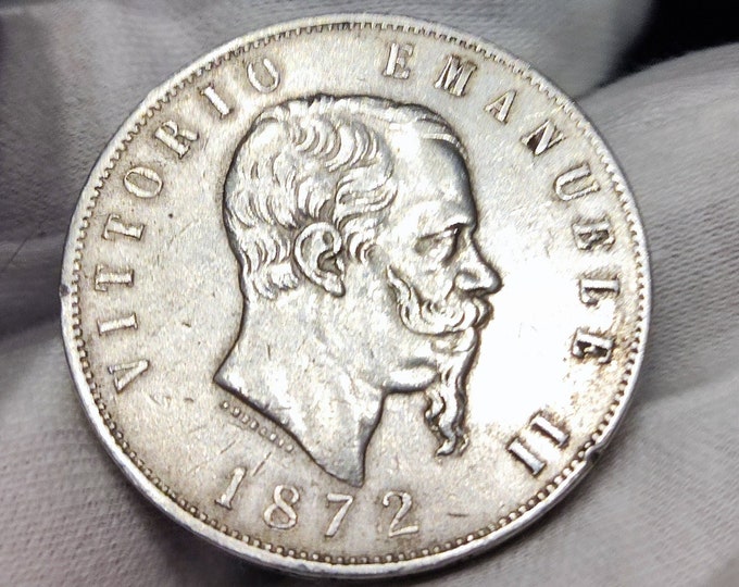 Old Silver Coin, Italy 5 Lira Silver Coin, 1872, Silver 0.900, King ...