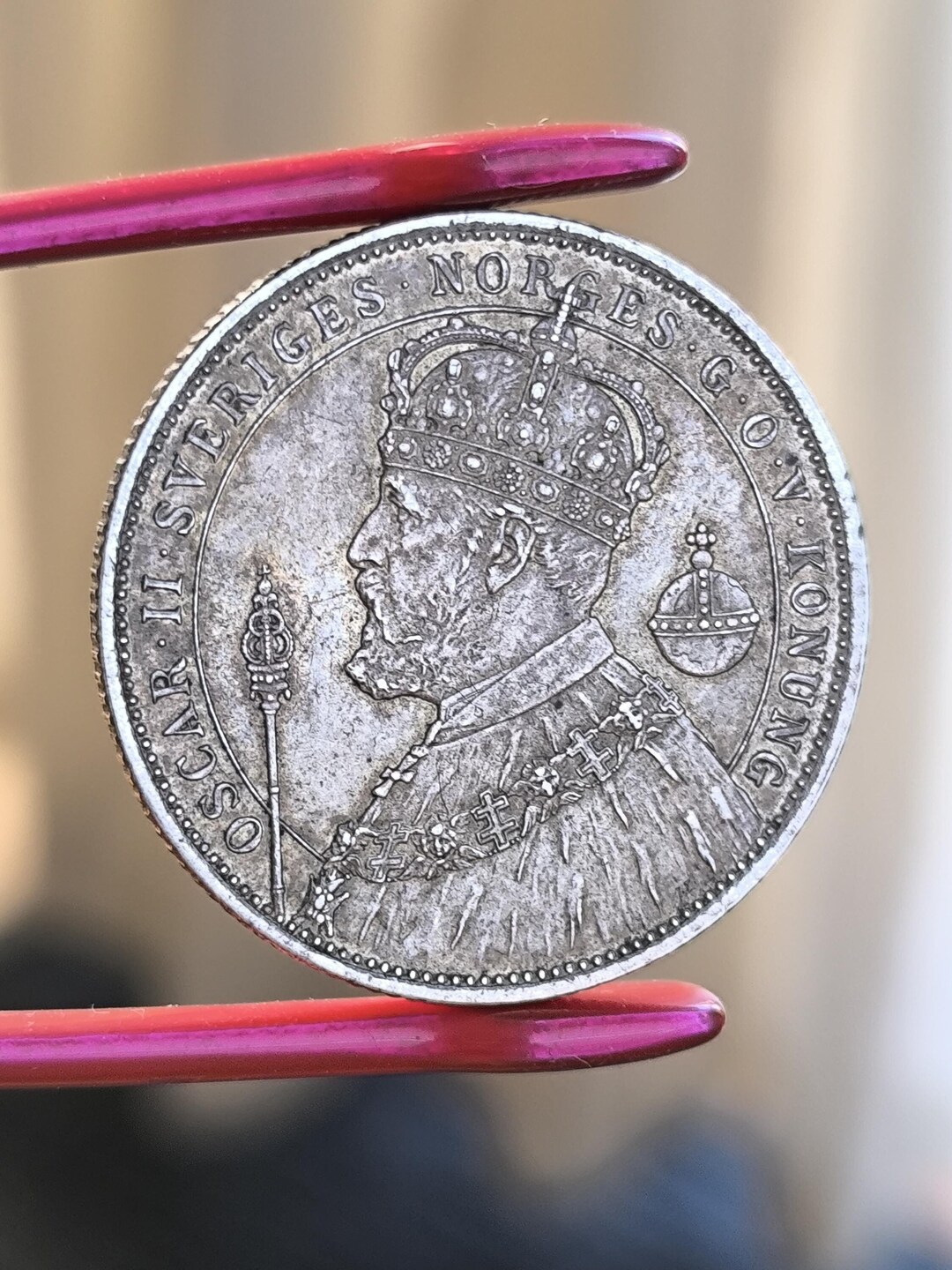 Sweden 2 Kronor 1897, Accession of King Oscar II, Commemorative Coin ...