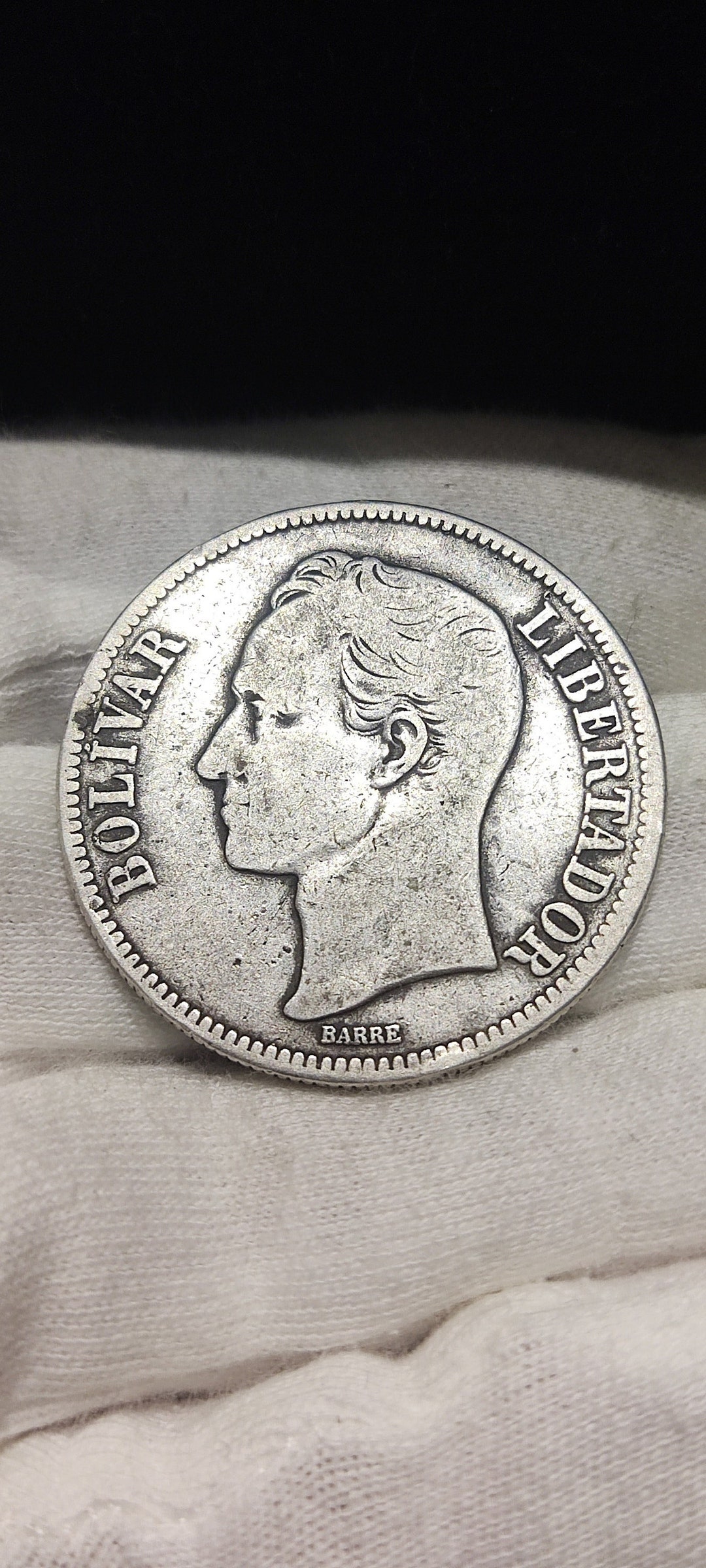 Venezuela 5 Bolivares 1936 Silver Old Coin, Silver 900, America Old ...