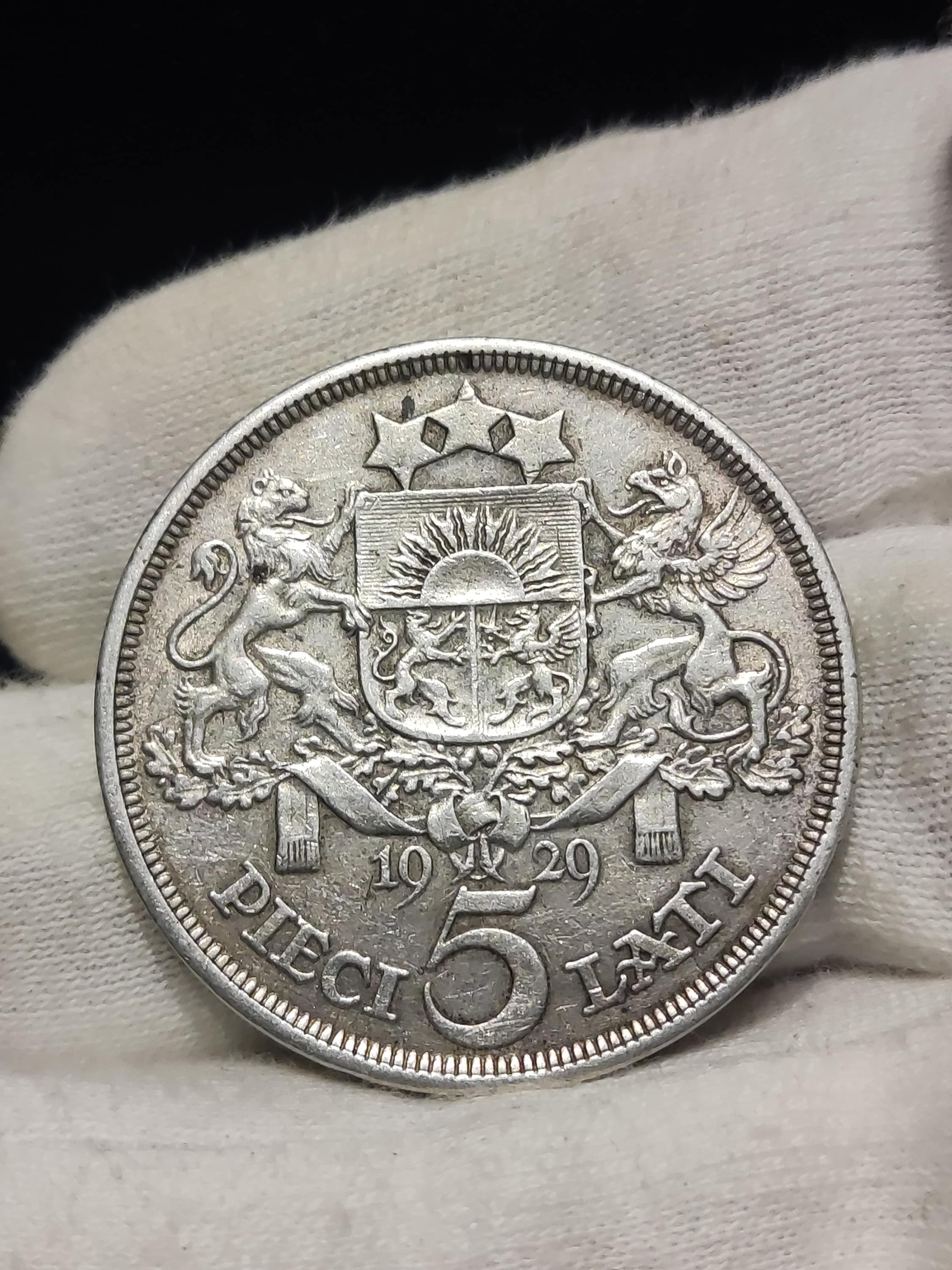 Latvia 5 Lati 1929, Old Rare Coin, Vintage Silver Coin, Collector Coin ...
