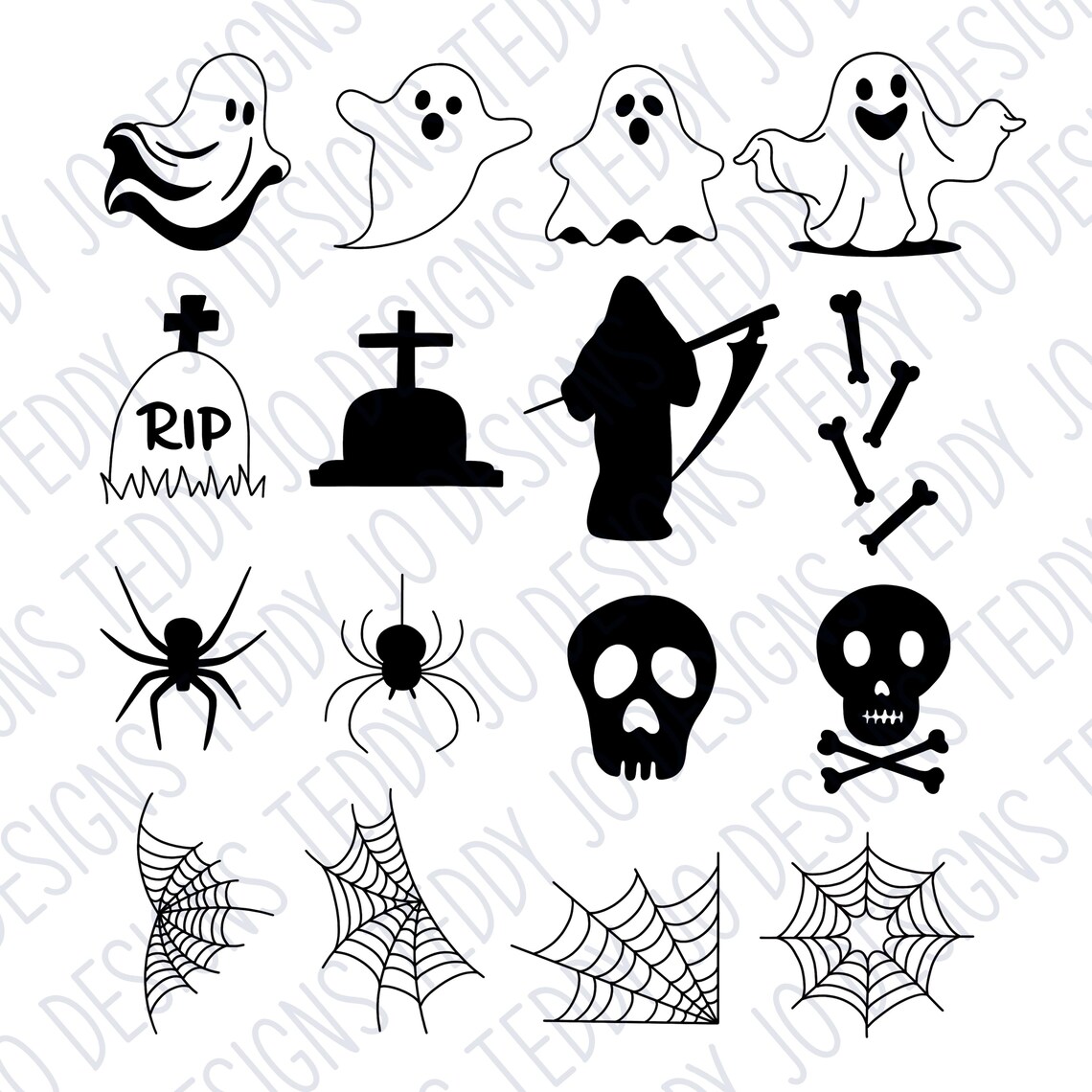 16 Halloween Spooky Creepy SVG PNG Digital Downloads - Etsy