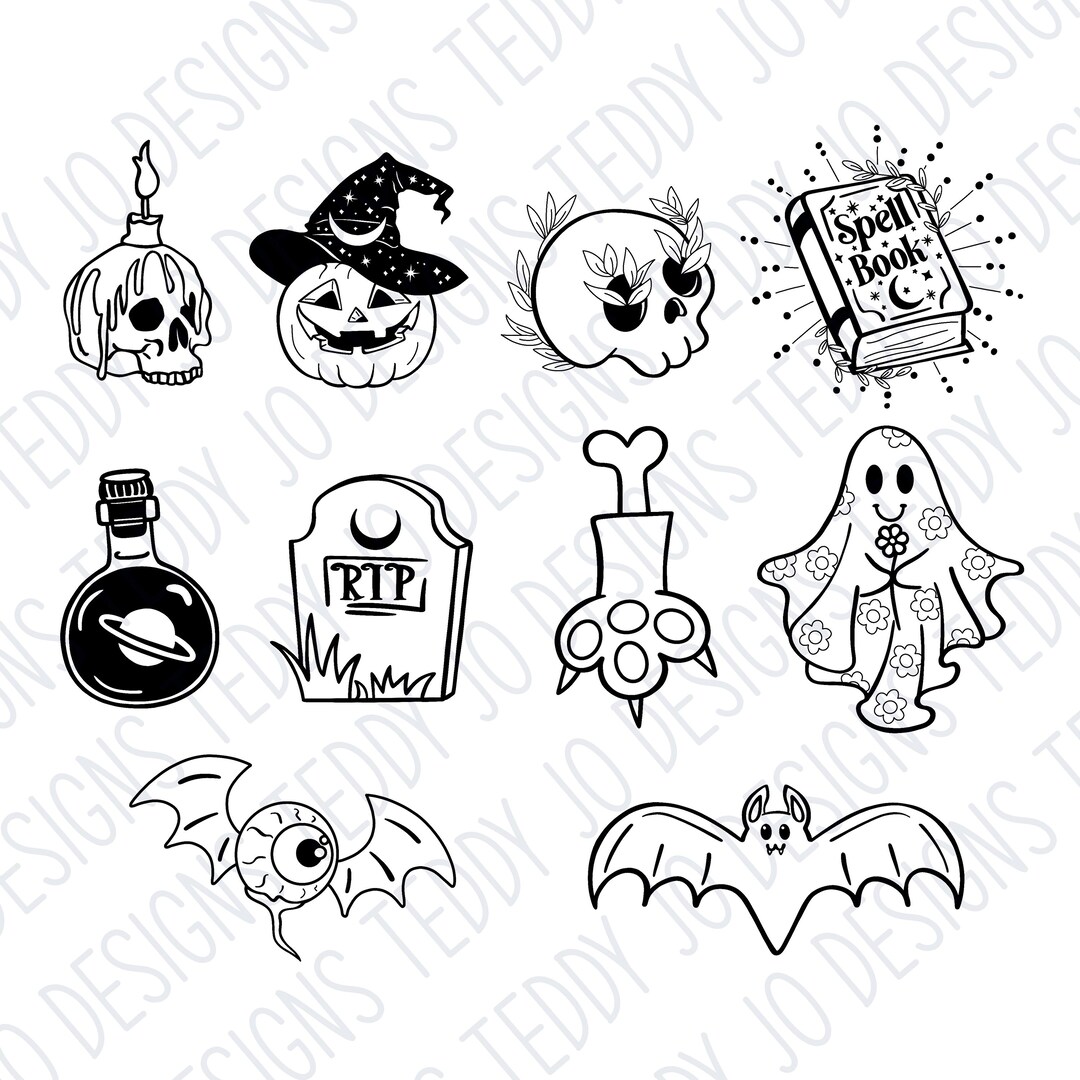 10 Halloween Spooky Creepy SVG PNG Digital Downloads - Etsy