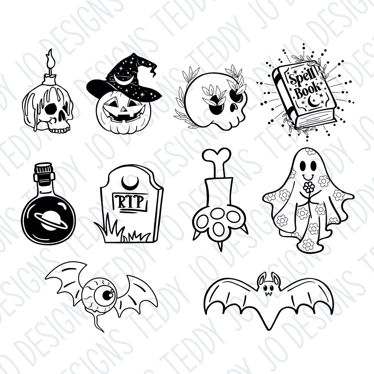 10 Halloween Spooky Creepy SVG PNG Digital Downloads - Etsy