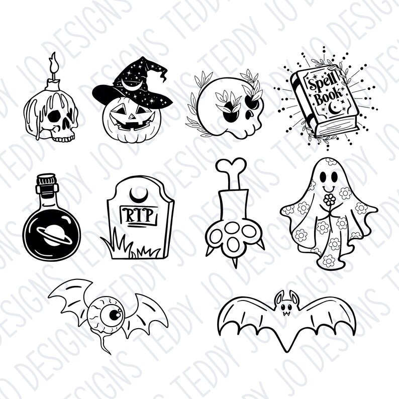 10 Halloween Spooky Creepy SVG PNG Digital Downloads - Etsy