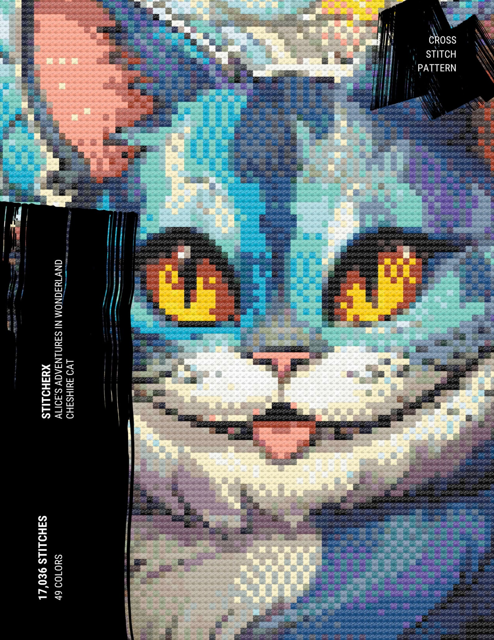 Cheshire Cat Stained Glass Cross Stitch Pattern Whimsical Wonderland ...