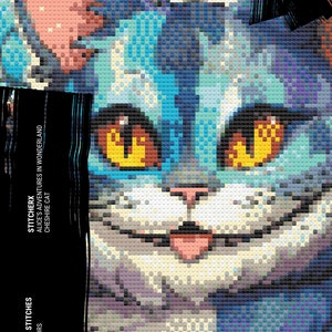 Cheshire Cat Stained Glass Cross Stitch Pattern - Whimsical Wonderland ...