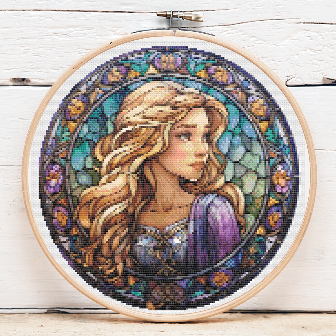 Stained Tales: Rapunzel, a Stained Glass Cross Stitch Pattern of ...
