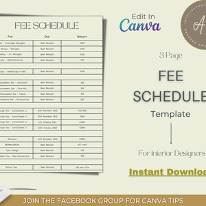 Fee Schedule Template for Interior Designers Fee Calculator Payment ...