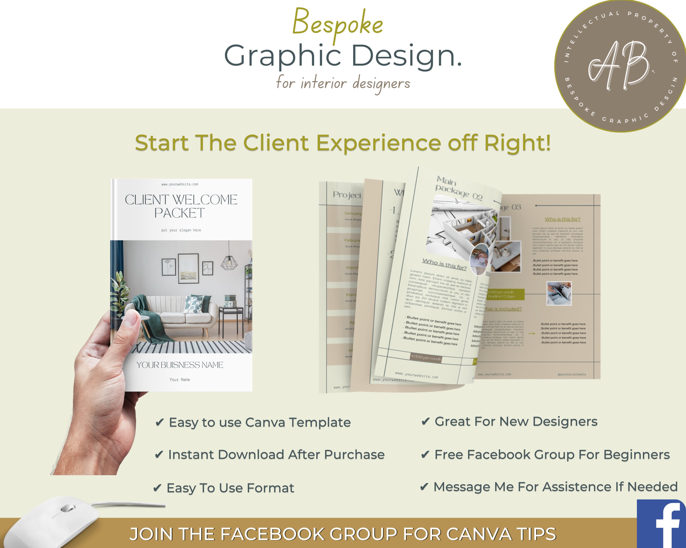 New Client Welcome Packet Canva Template For Interior Designers Project Management Template