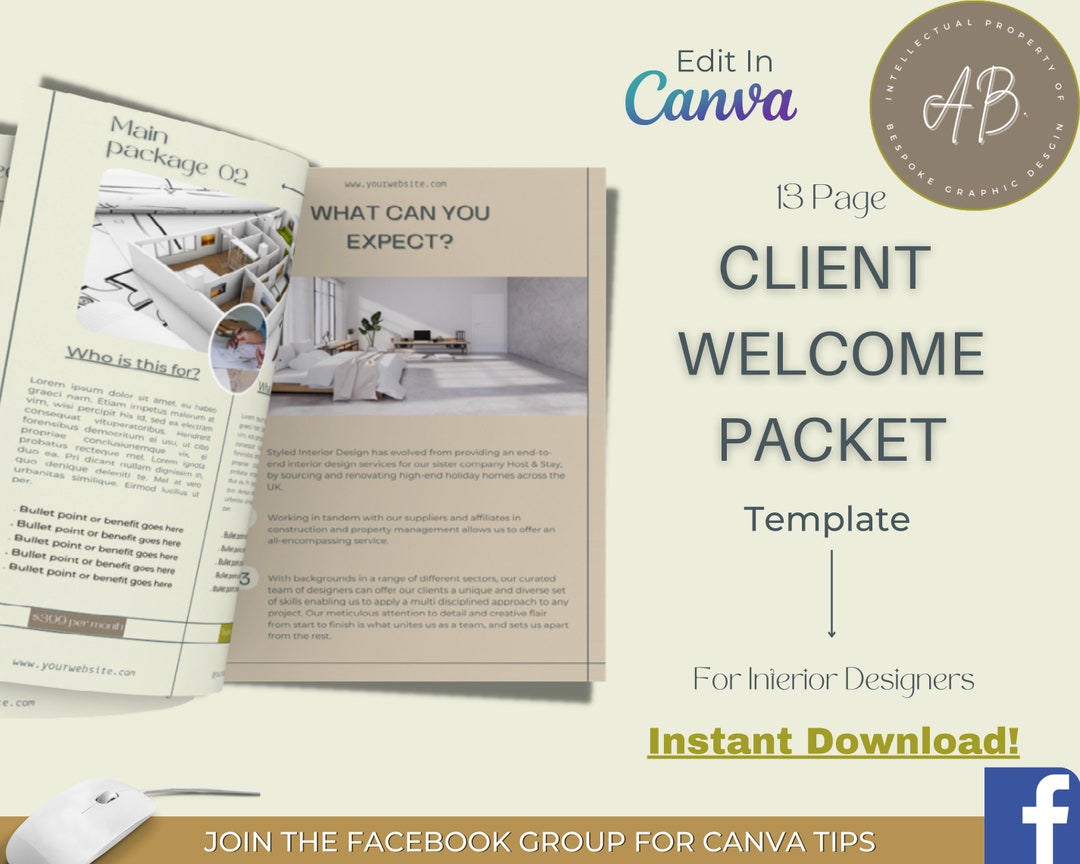 New Client Welcome Packet Canva Template for Interior Designers Project ...
