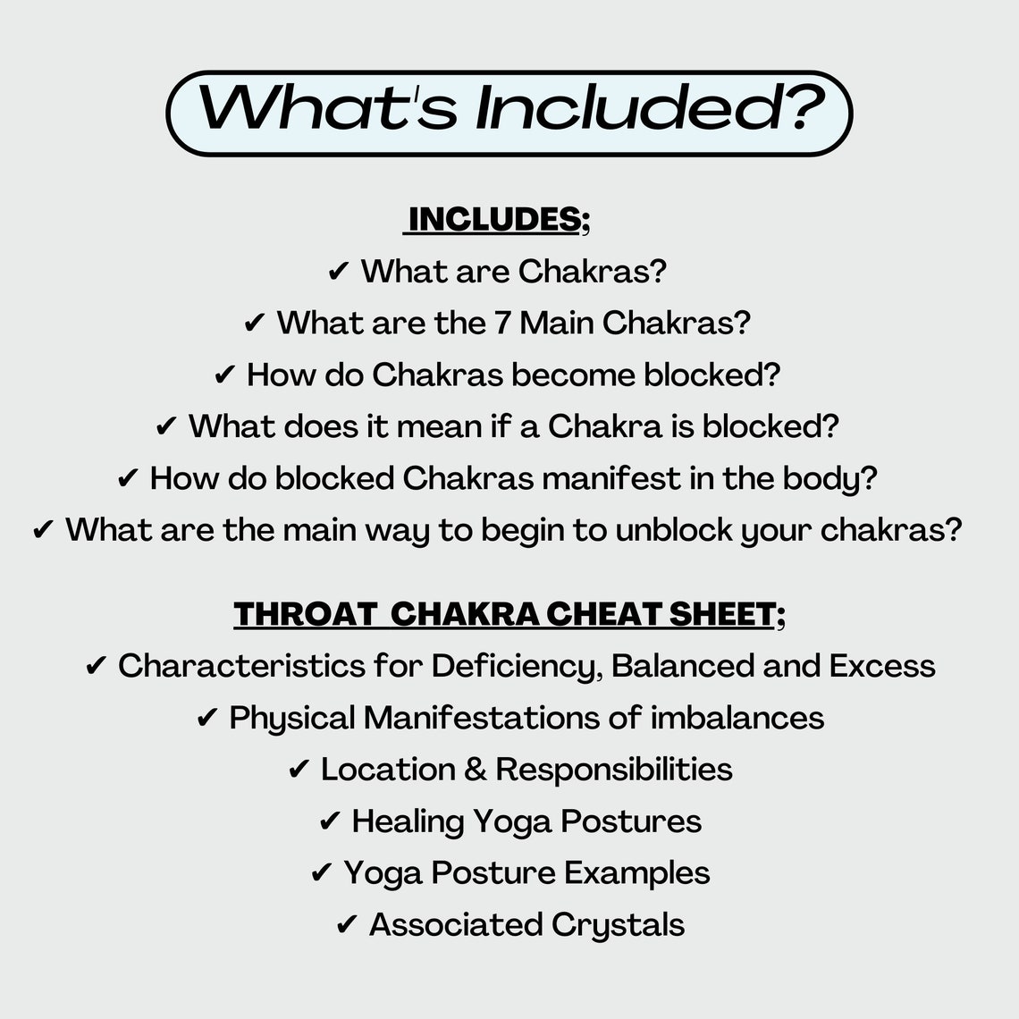 Throat Cheat Sheet, Aligning Chakras With Yoga Book, Chakra Cheat Sheet ...