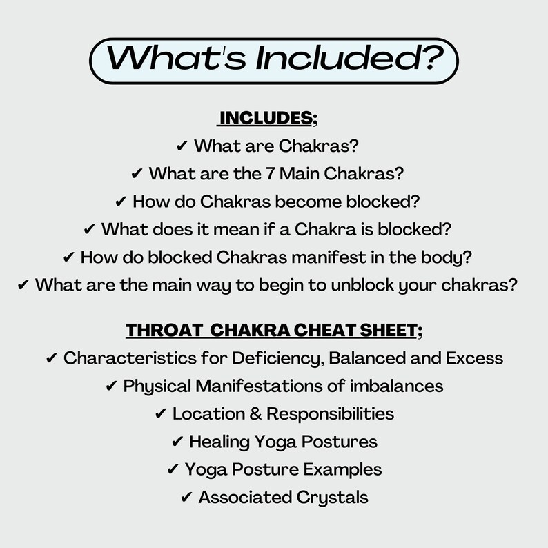 Throat Cheat Sheet, Aligning Chakras With Yoga Book, Chakra Cheat Sheet ...