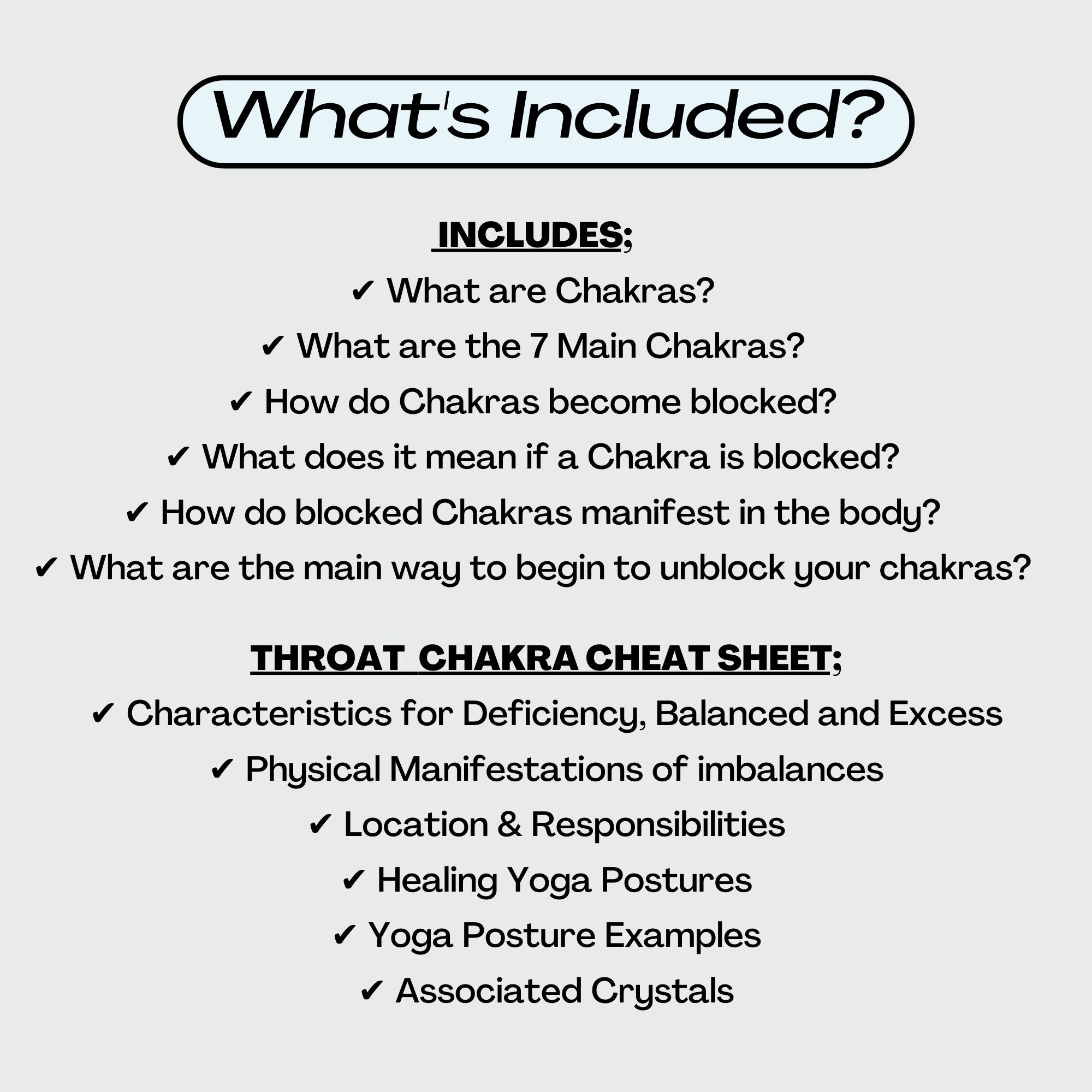 Throat Cheat Sheet, Aligning Chakras With Yoga Book, Chakra Cheat Sheet ...