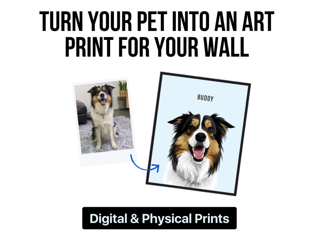 Custom Pet Portraits Using Pet Photo Personalized Digital Dog Portraits ...