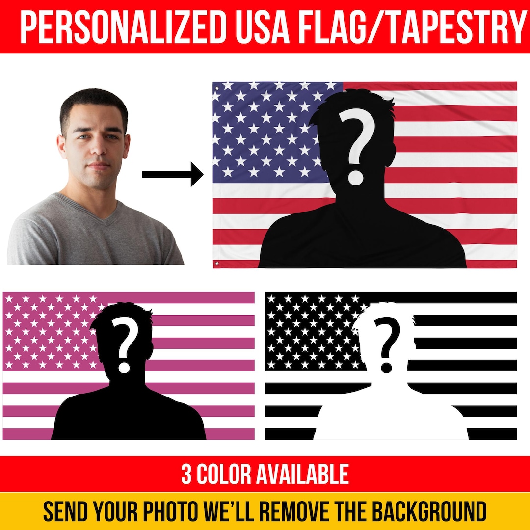 Customized American Flag 3x5 Ft/ 2x3 Ft Personalized Image Tapestry ...