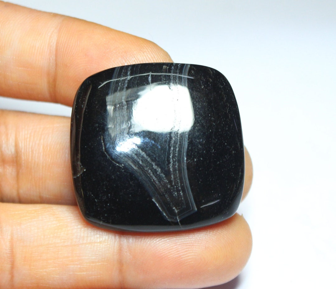 Rare Black Banded Agate Gemstone, Outstanding Banded Agate Cabochon ...