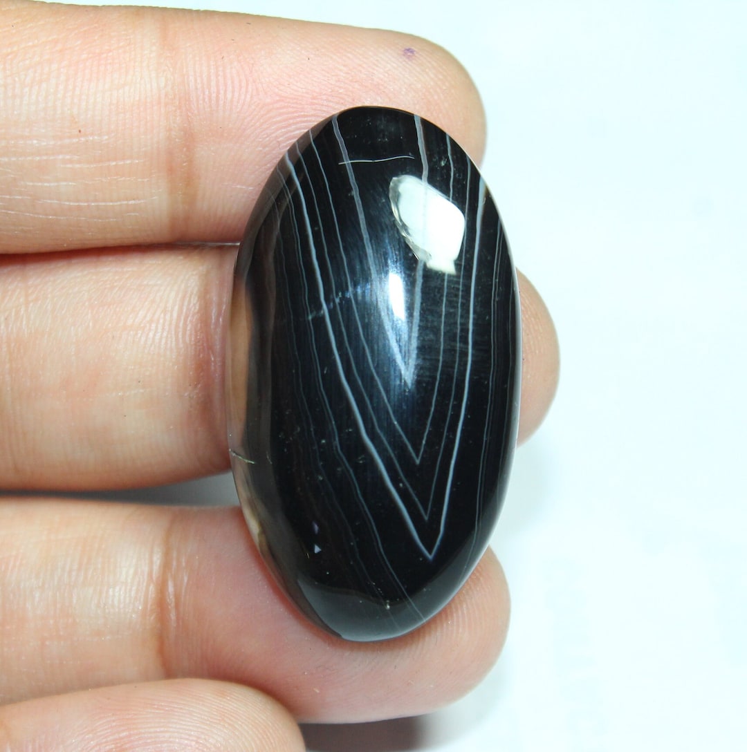 Amazing AAA Quality Black Banded Agate Gemstone 100% Natural Black ...