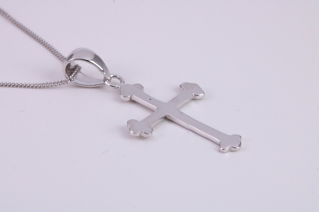 25 Mm Long Cross Necklace, Made From Solid Sterling Silver, With 18 ...